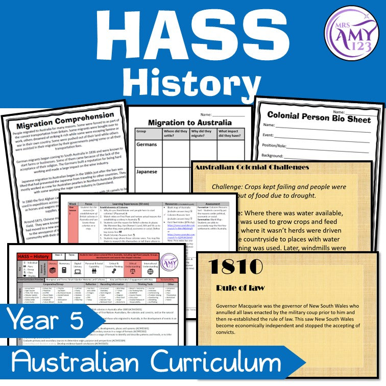 Year 5 HASS - History Unit - Australian Curriculum