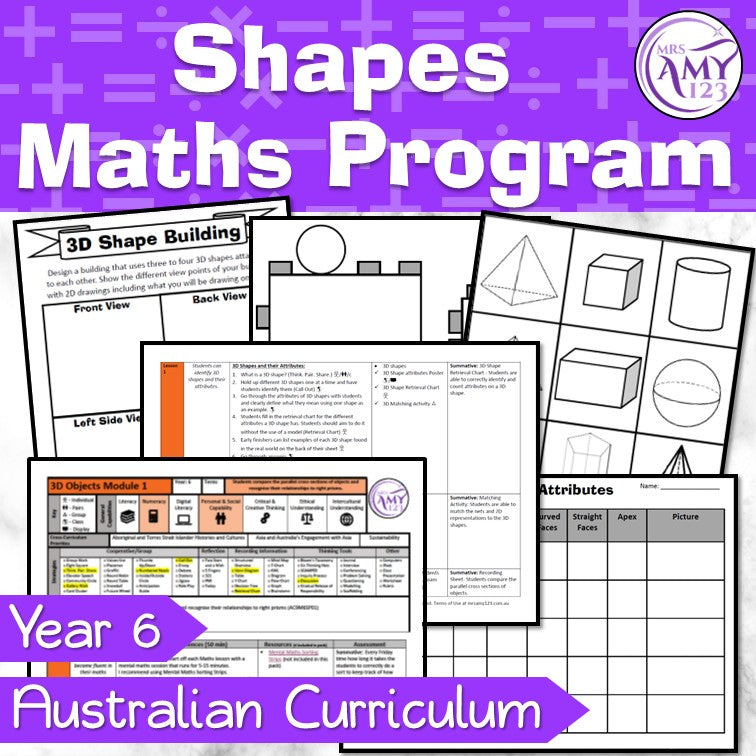 Year 6 Maths - 3D Objects/Shapes Program - Australian Curriculum