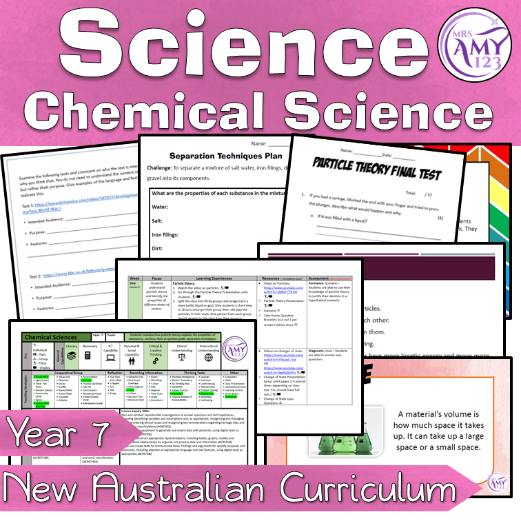 Year 7 Science - Chemical Science Unit - Australian Curriculum