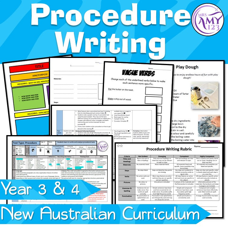 Year 3 & 4 English - Procedure Unit - Australian Curriculum