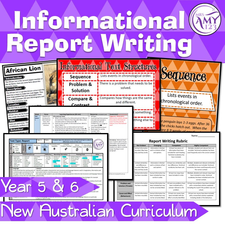 Year 5 & 6 - Information Report Writing Unit - Aligned with ACARA