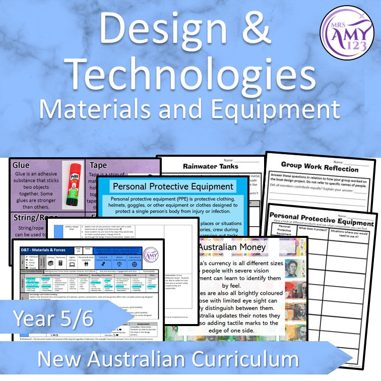 Year 5 & 6 Technologies - Materials & Equipment Unit - Australian Curr