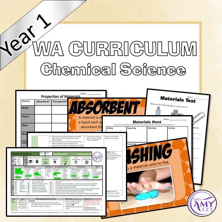 Year 1 Science - Chemical Science Unit - WA Curriculum