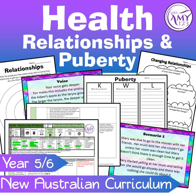 Year 5 & 6 Health - Relationships & Puberty Unit - Australian Curricul