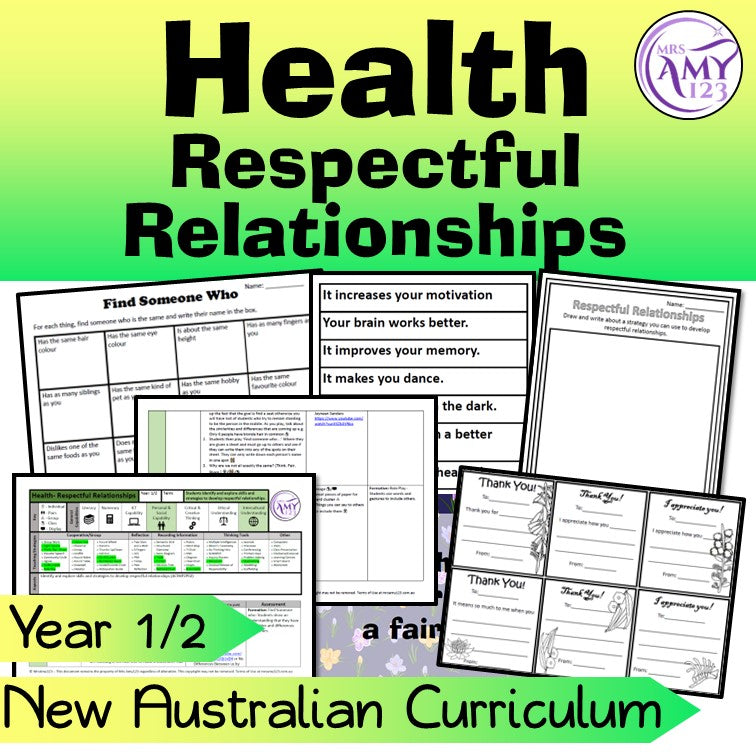 Year 1 & 2 Health - Respectful Relationships Unit - Australian Curricu