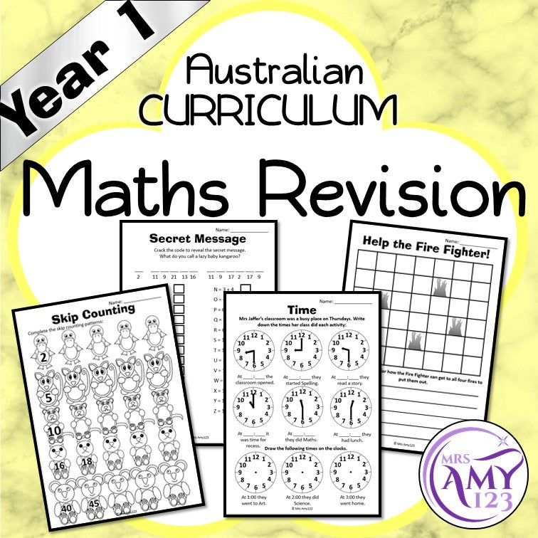 Year 1 Maths - Mathematics Revision Sheets - Australian Curriculum