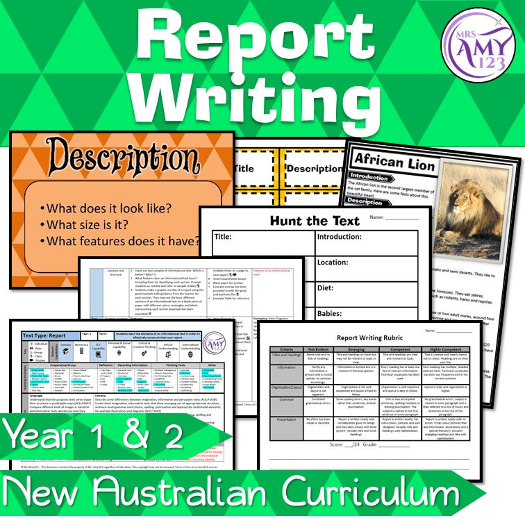 Year 1 & 2 English - Information Report Writing Unit - Australian Curr