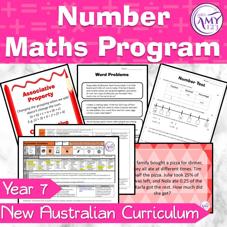 Year 7 Maths - Numbers Equivalent Representations Program - Australian