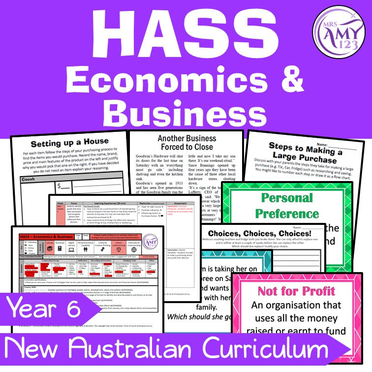 Year 6 HASS - Economics & Business Unit - Australian Curriculum