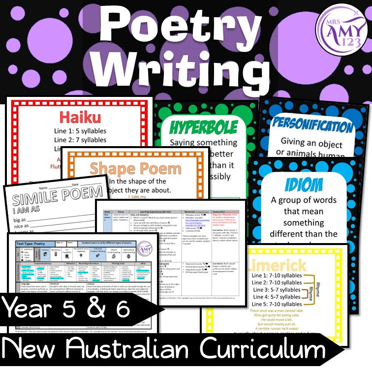 Year 5 & 6 English - Poetry Writing Unit - Australian Curriculum