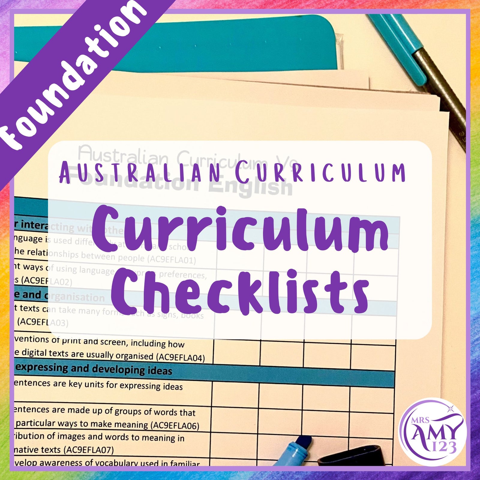 Foundation Australian Curriculum Checklists