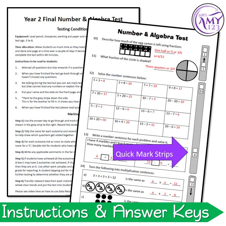 Year 2 Maths - Number & Algebra Test Pack - Australian Curriculum