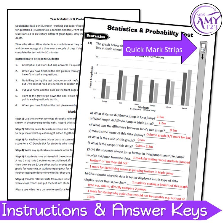 Year 6 Maths - Statistics & Probability Mathematics Test Pack - Austra