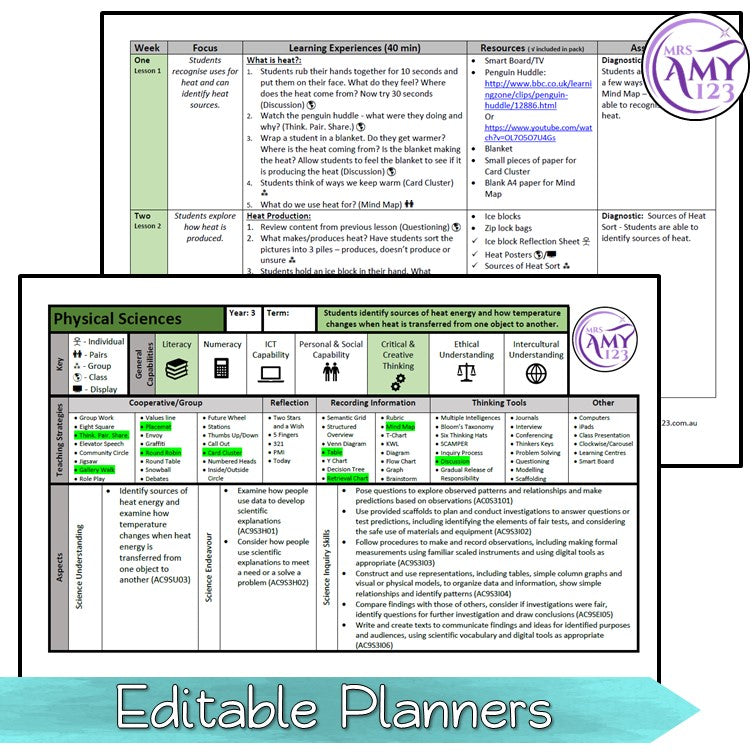Year 3 Science - Physical Science Unit - Australian Curriculum