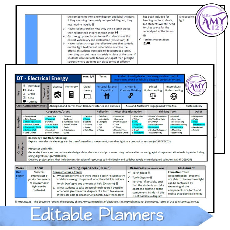 Year 5 & 6 Technologies - Electrical Energy Unit - Australian Curricul