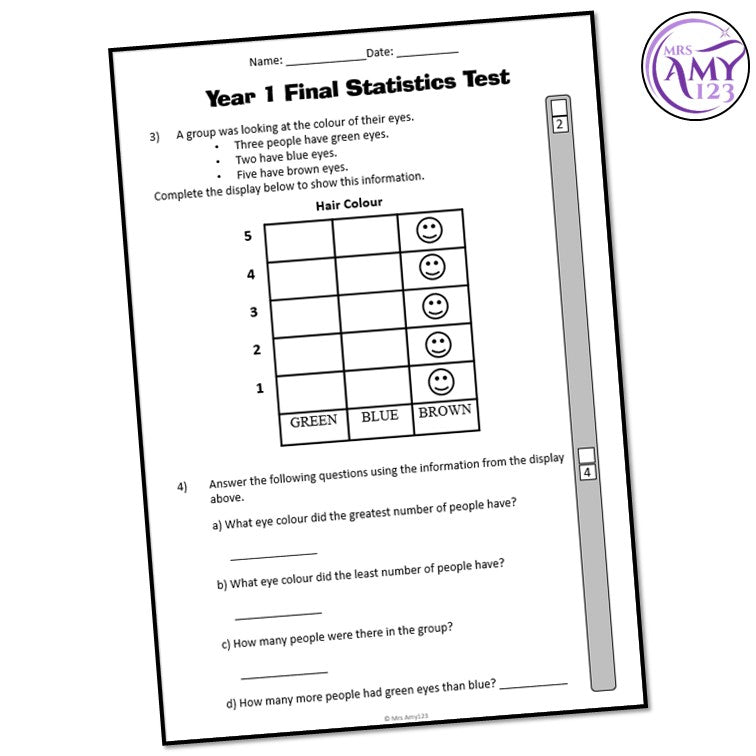 Year 1 Maths - Statistics & Probability Test Pack - Australian Curricu