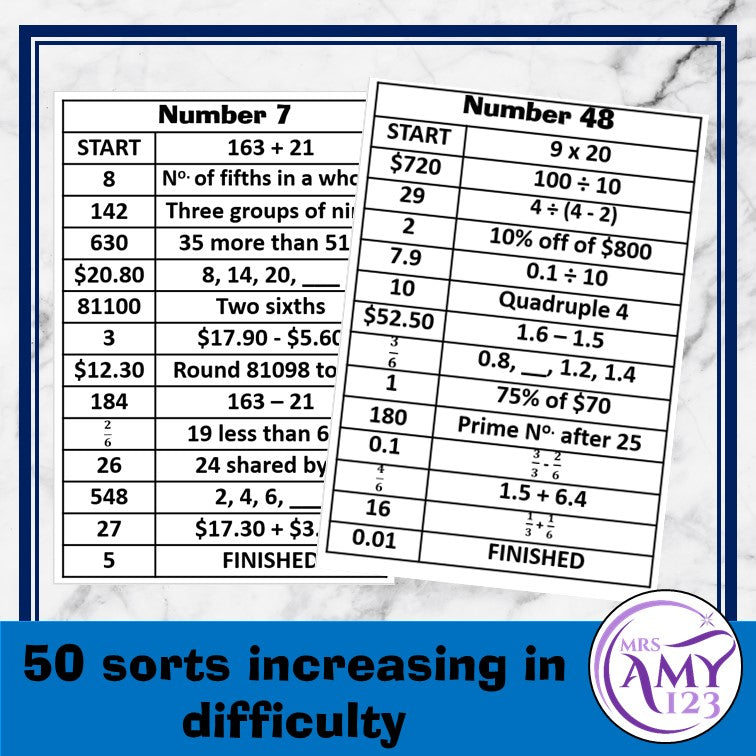 Mental Math Sorting Squares - Upper - Cut & Paste