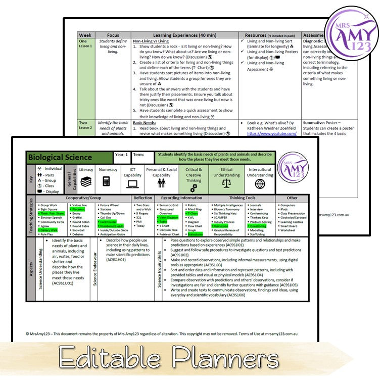 Year 1 Science - Biological Science Unit - Australian Curriculum