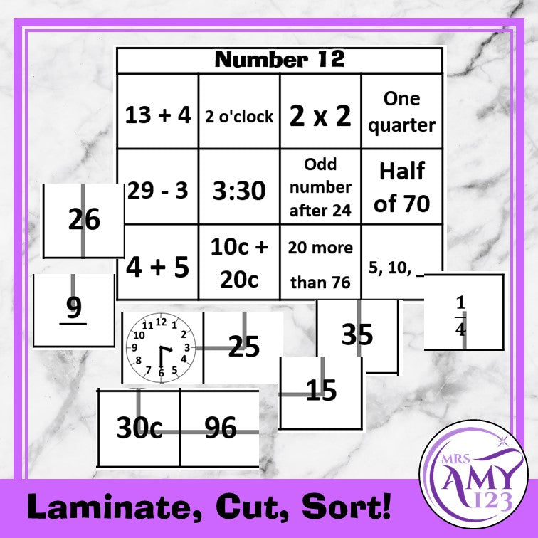 Mental Math Sorting Squares - Middle - Cut & Paste