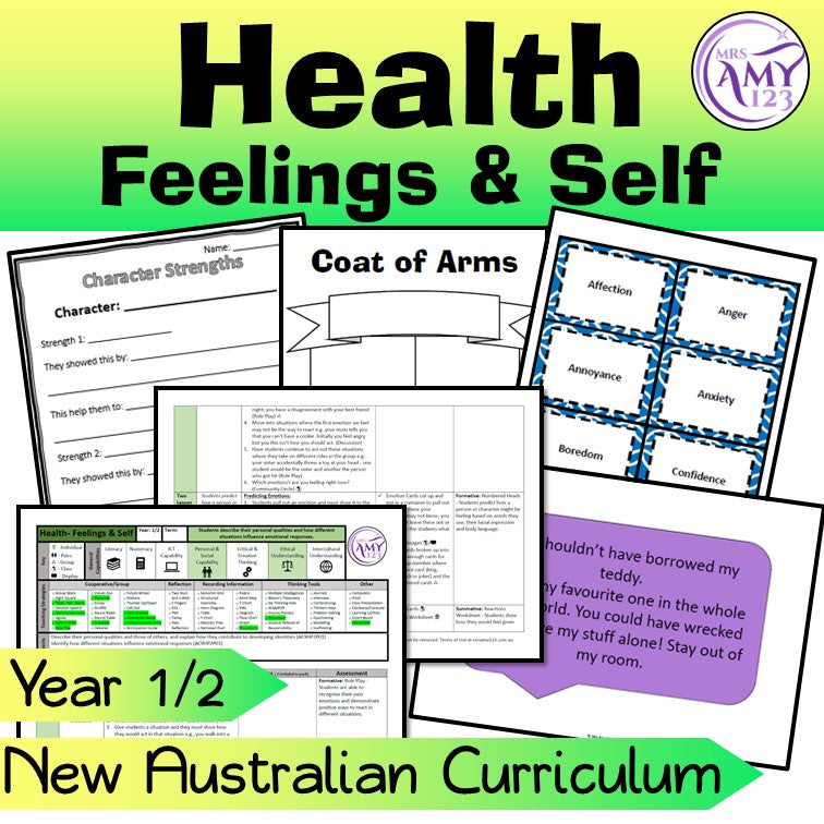 Year 1 & 2 Health - Feelings & Self Unit - Australian Curriculum