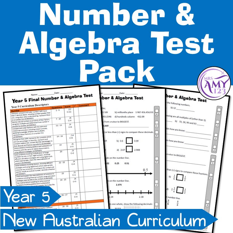 Year 5 Maths - Number & Algebra Test Pack - Australian Curriculum