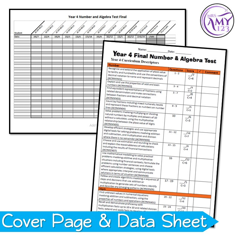 Australian Curriculum Year 4 Mathematics Test Bundle