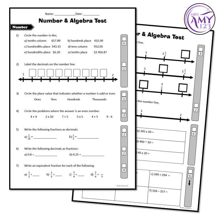 Year 4 Maths - Number & Algebra Test Pack - Australian Curriculum
